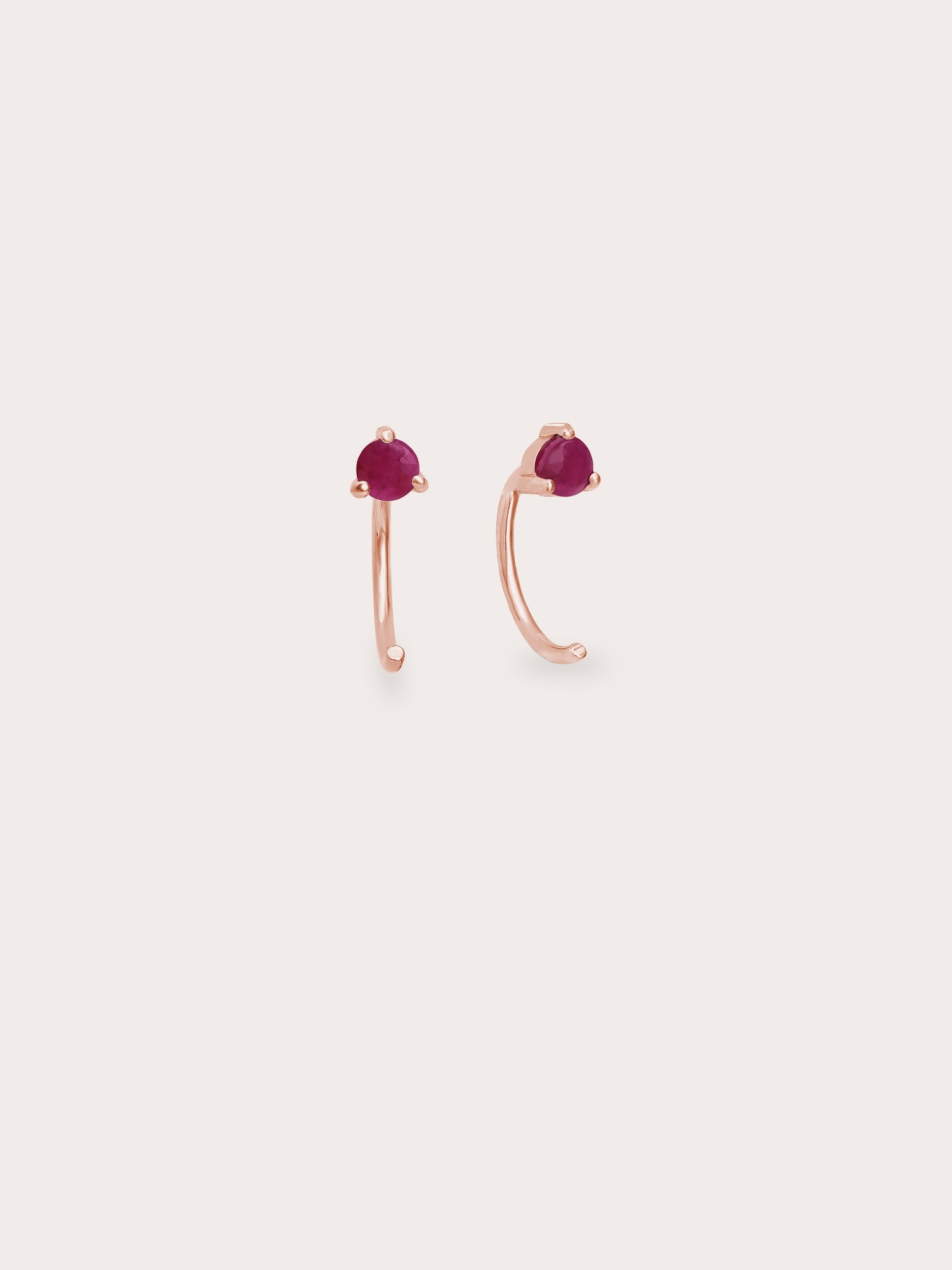 July Birthstone Mini Hoop Earrings - Ruby in 18k Rose Gold Vermeil | Mondays Made